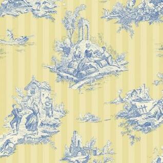 Free download Interior Place Blue on Yellow Floral Toile Wallpaper 2160 ...
