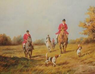 Free download signed oil painting english hunt scene fox hunting rural ...