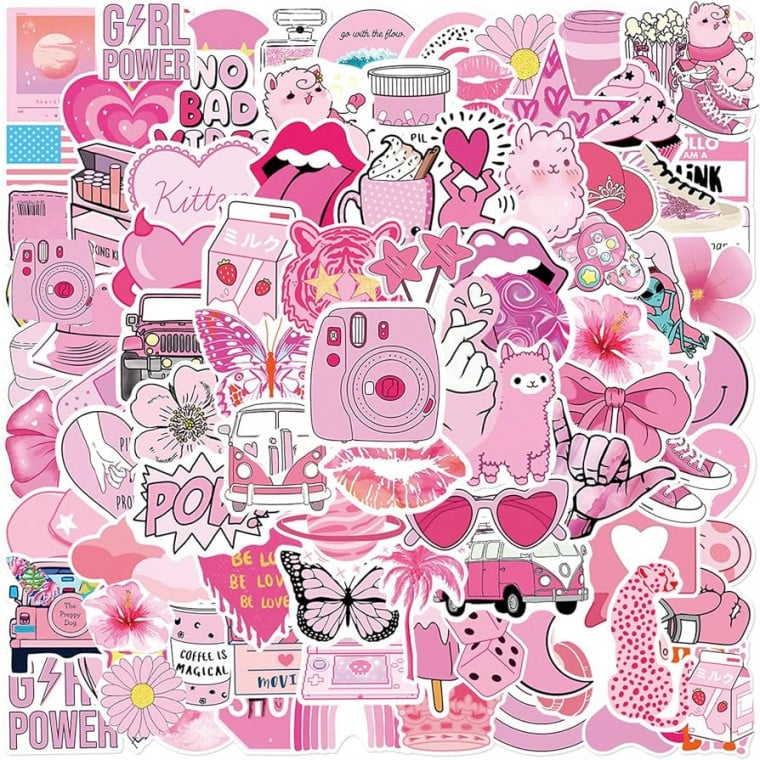 🔥 Free Download Amazon 100pcs Preppy Stickers Pink Cute Vinyl Aesthetic ...