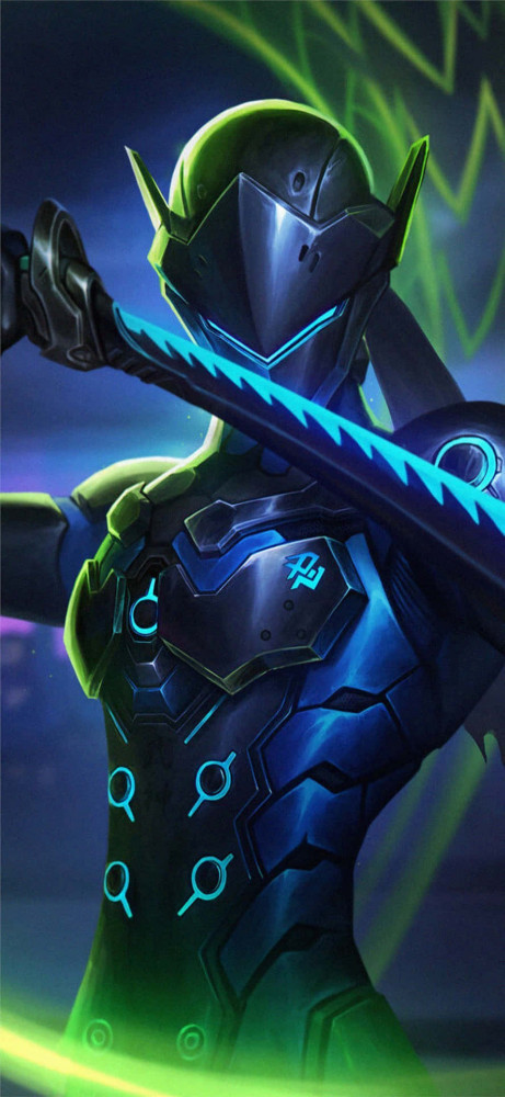 🔥 Free Download Iphone Xs Max Overwatch Background Genji Neon Blue ...