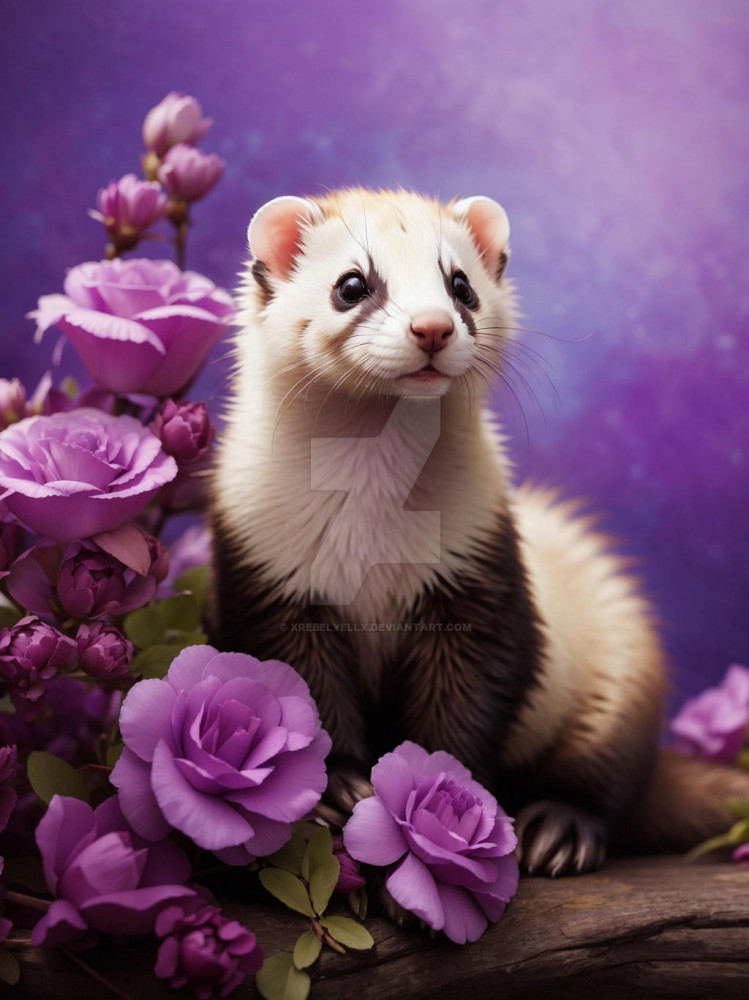 🔥 Free Download Ferret With Purple Flowers By Xrebelyellx by @jmills7 ...