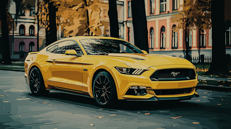 🔥 Free Download A Yellow Ford Mustang Parked In Front Of Building by ...