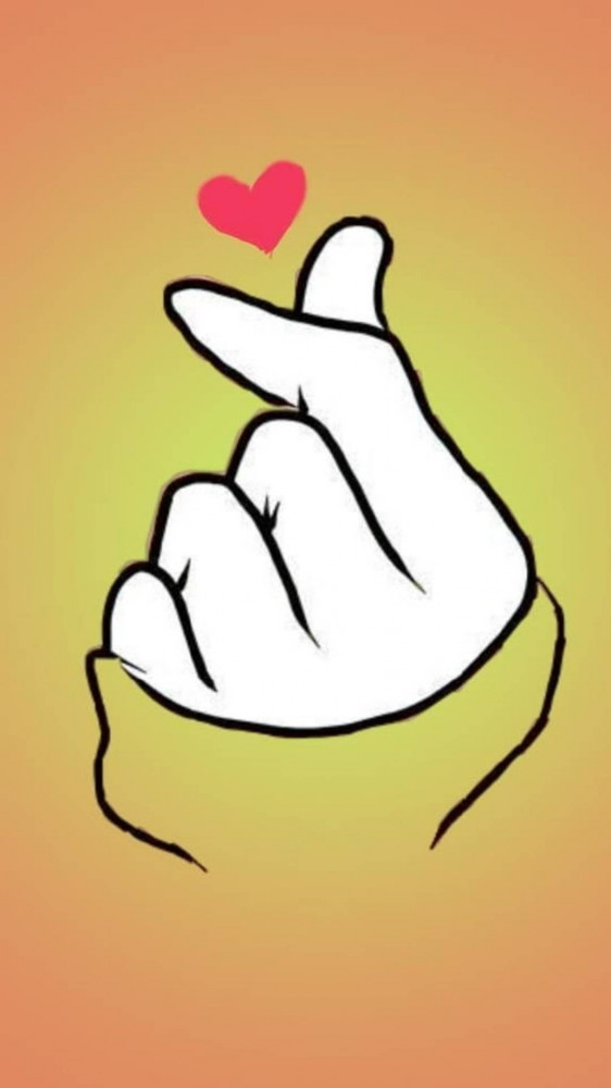 🔥 Free Download Saranghae Finger Heart On Abstract Art Wallpaper by ...