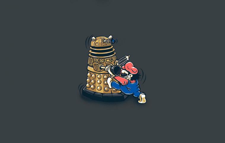 🔥 Free Download Wallpaper Humor Art Mario Grey Background Doctor Who by ...