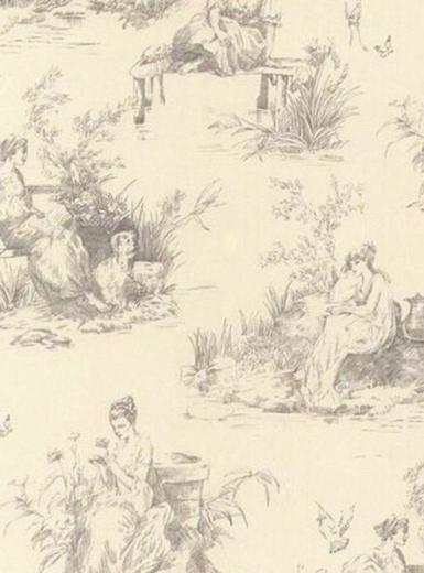 🔥 Free Download Grey Colonial Toile On Soft White Wallpaper All Walls ...