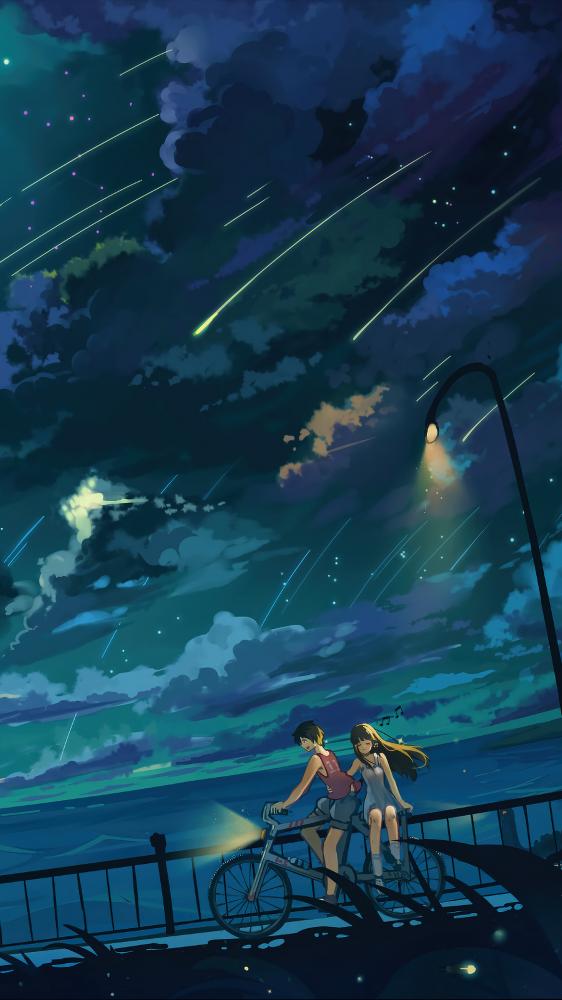 🔥 Free Download Anime Couple Biking Night Sky Scenery 4k Wallpaper ...