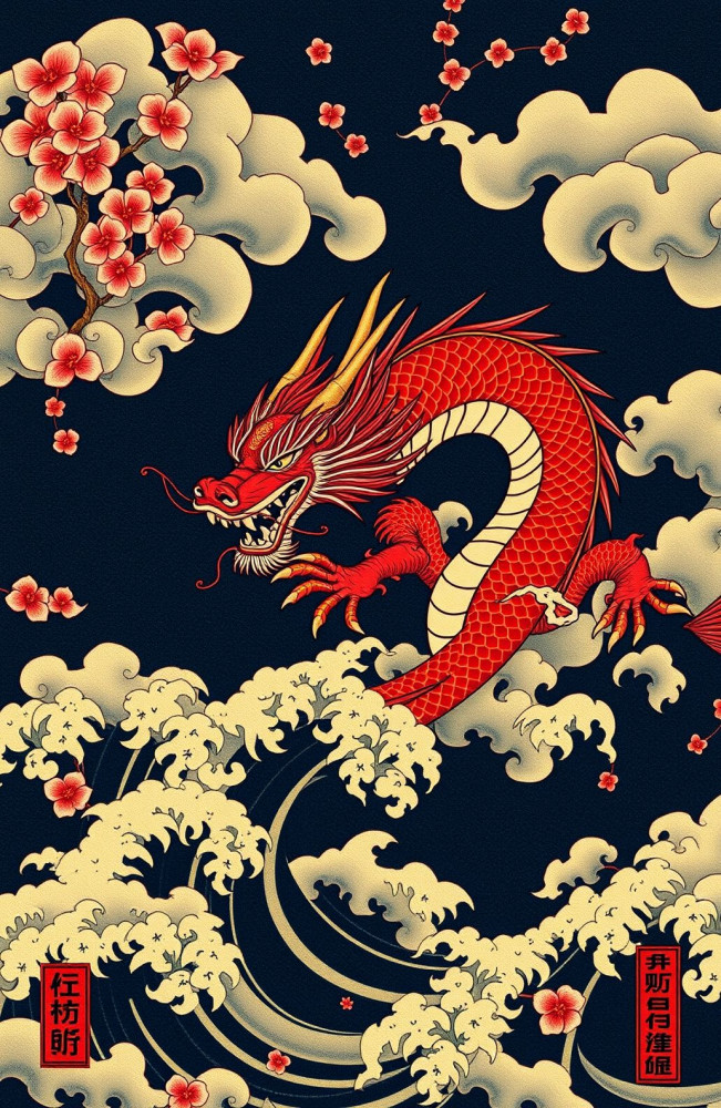 Red Japanese Dragon Wallpaper