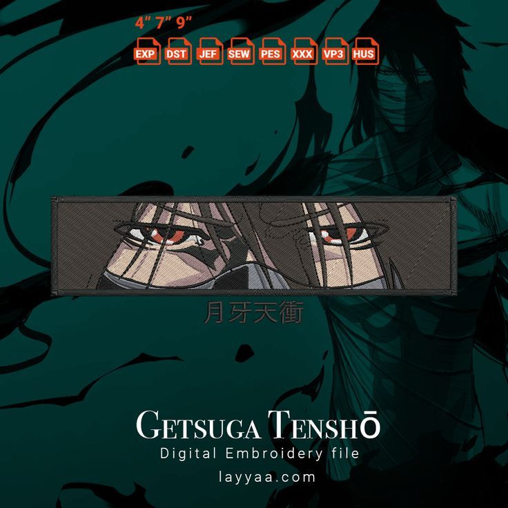🔥 Free Download Digital Embroidery Getsuga Tensho Japan Name Bleach ...