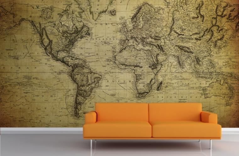 Free Download Vintage World Map Globe Atlasantique Wallpaper Wall Mural Decor 800x637 For Your