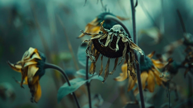 🔥 Free Download Withered Sunflowersin Blue Hues Wallpaper by ...