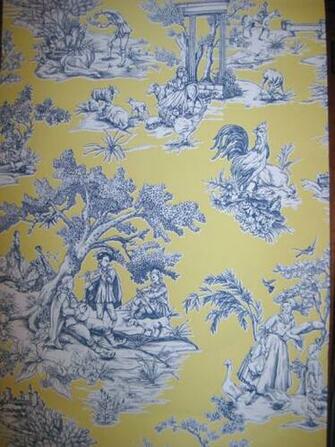 Free download Interior Place Blue on Yellow Floral Toile Wallpaper 2160 ...